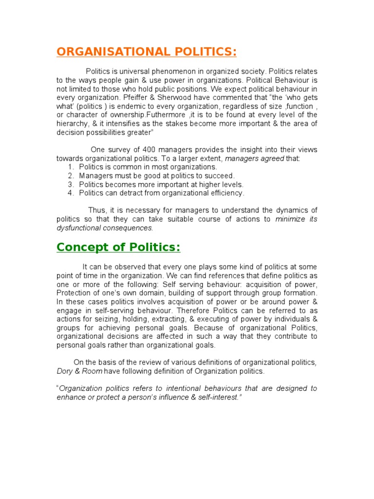 Organizational Politics | PDF | Performance Appraisal | Behavior
