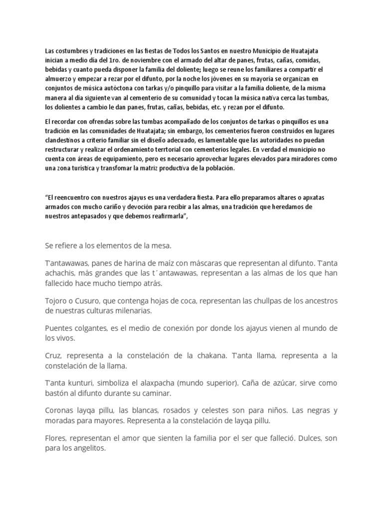 Las Costumbres y Tradiciones en Las Fiestas de Todos Los Santos en ...