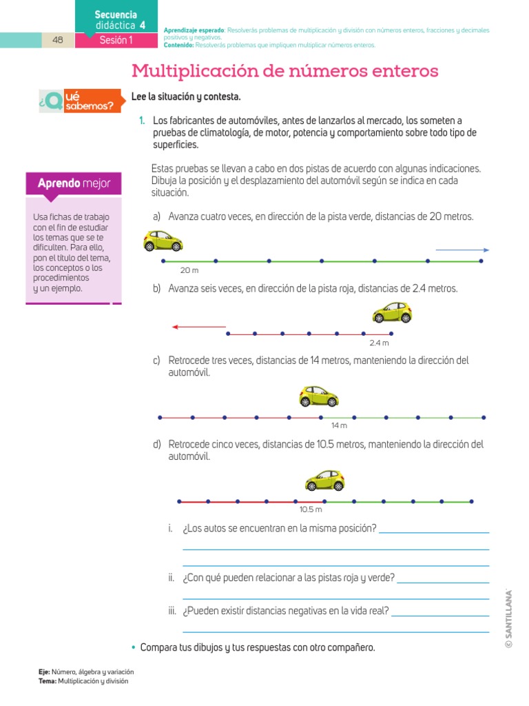 Multiplicación de Números Enteros: Didáctica 4 Sesión 1 | PDF ...