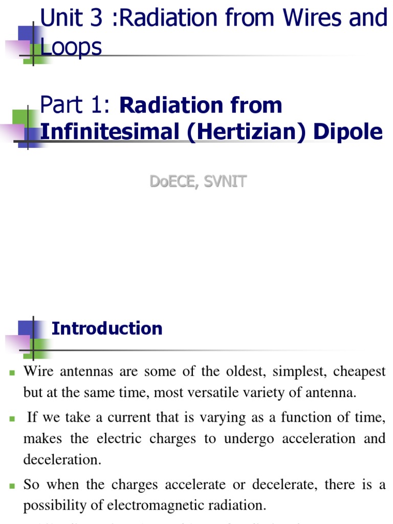 Radiation From Infinitesimal (Hertizian) Dipole: Doece, Svnit | PDF ...