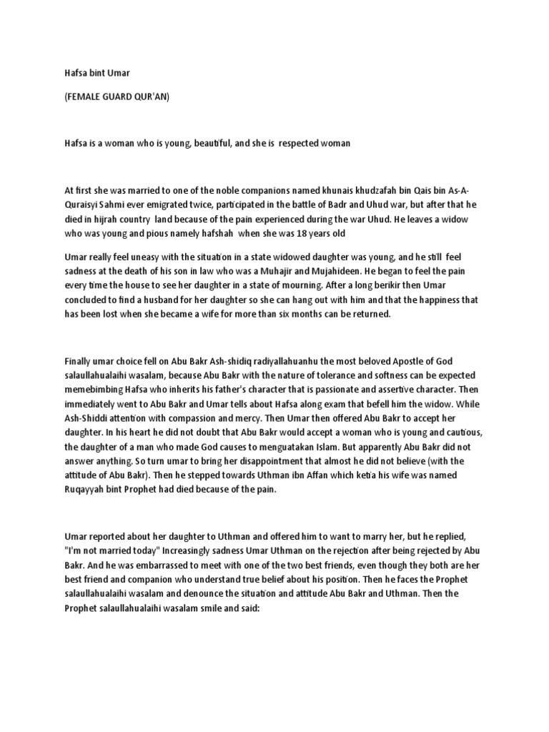Hafsa Bint Umar 2 | Download Free PDF | Umar | Muhammad