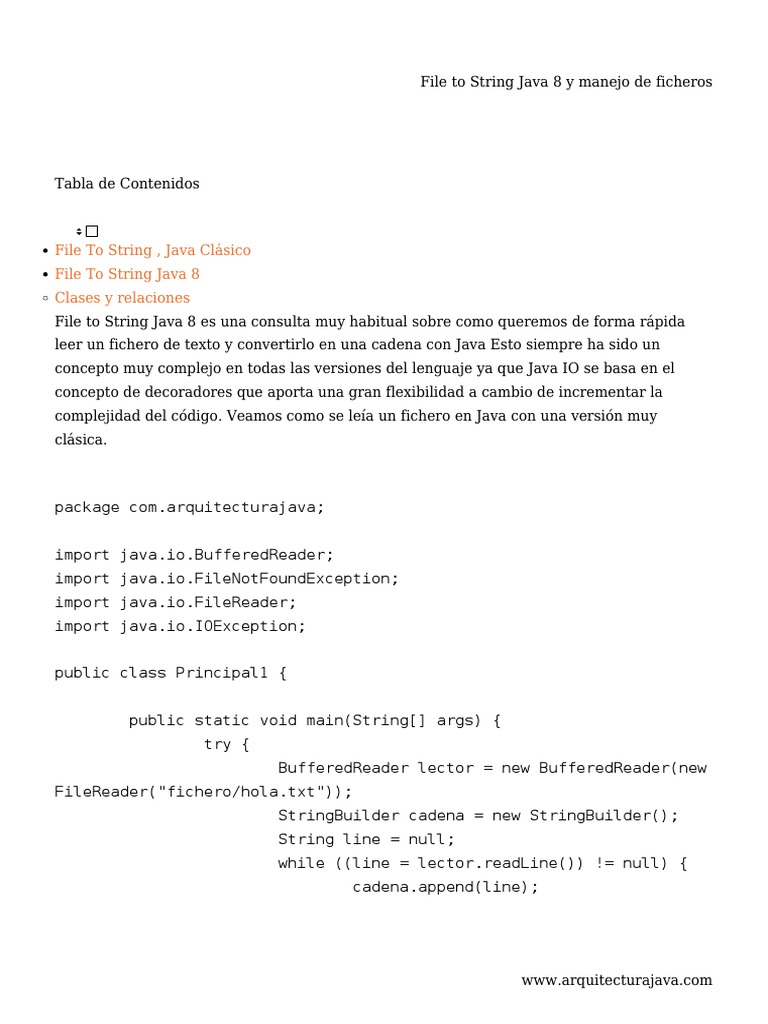 File To String Java 8 y Manejo de Ficheros | PDF | Java (lenguaje de ...