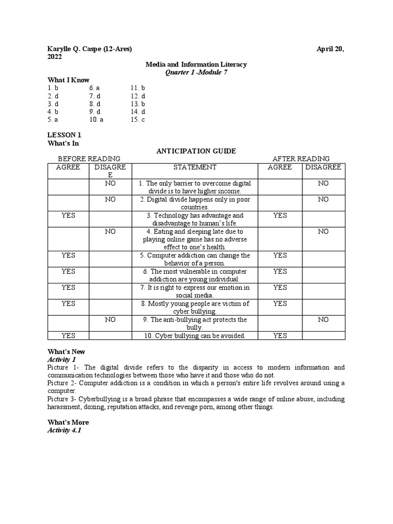 MIL Mod 7 | PDF | Cyberbullying | Bullying
