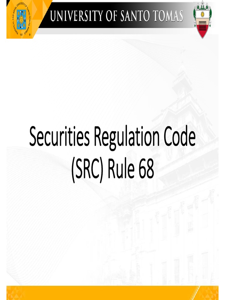 Securities Regulation Code (SRC) Rule 68 | Download Free PDF | International Financial Reporting ...