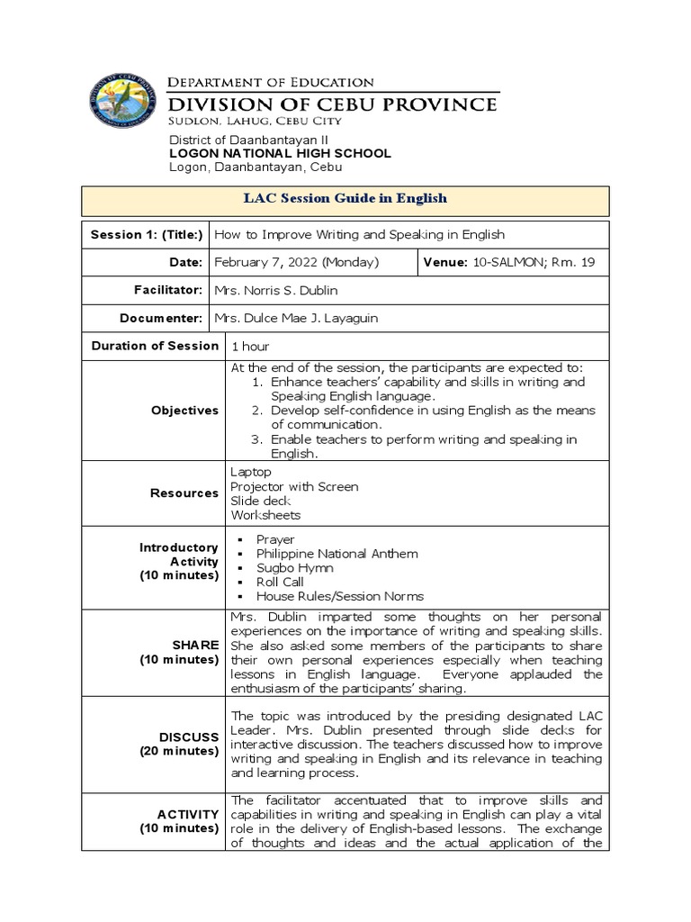LAC-session-Guide-English-SY-2021-2022 (4) | PDF | Teachers ...