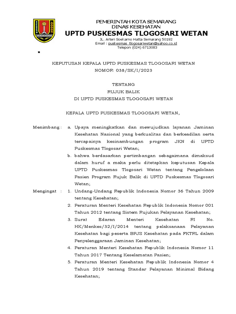 Keputusan Rujuk Balik Puskesmas | PDF