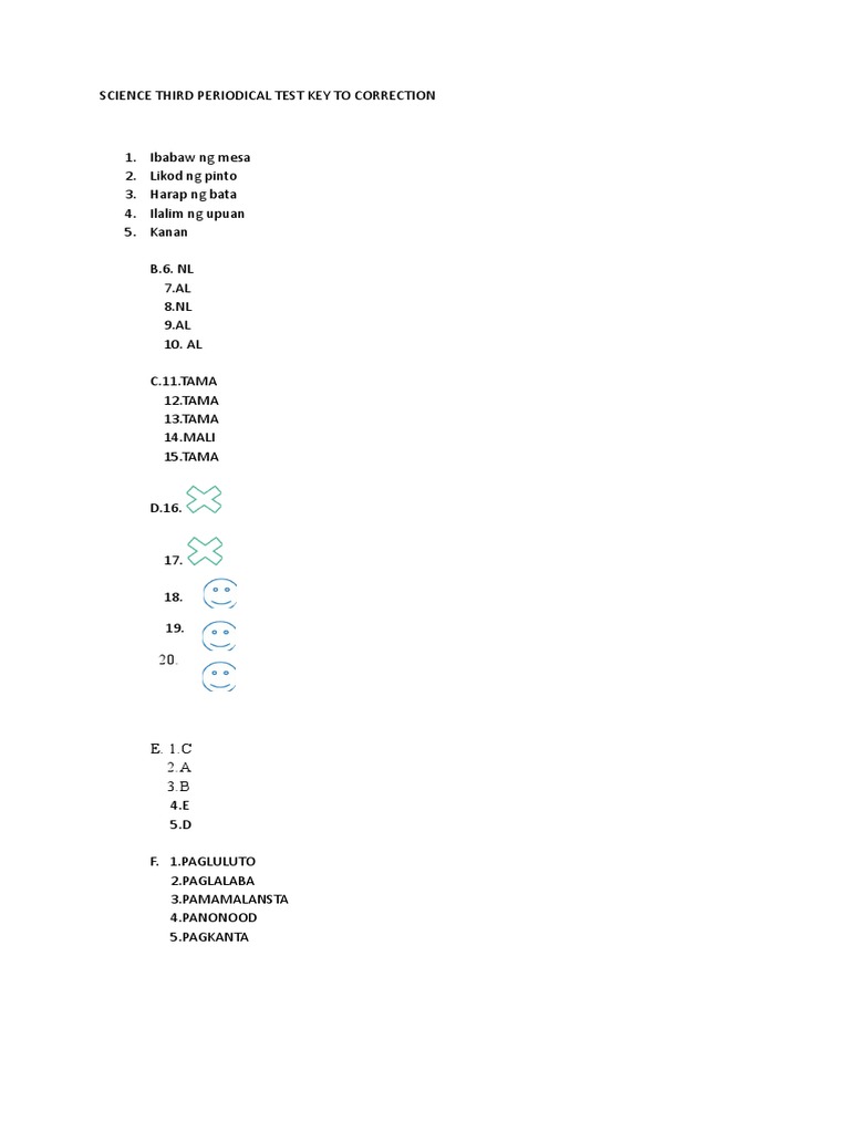 Science Third Periodical Test Key To Correction | PDF