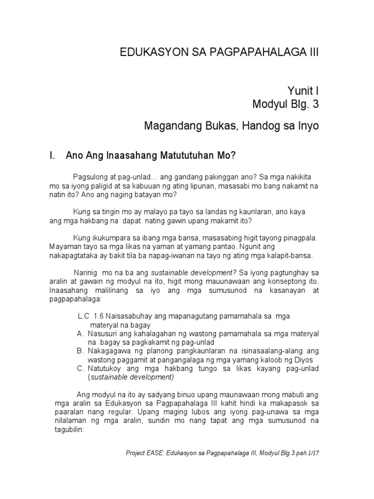 Mod 3 - Magandang Bukas, Handog Sa Inyo | PDF
