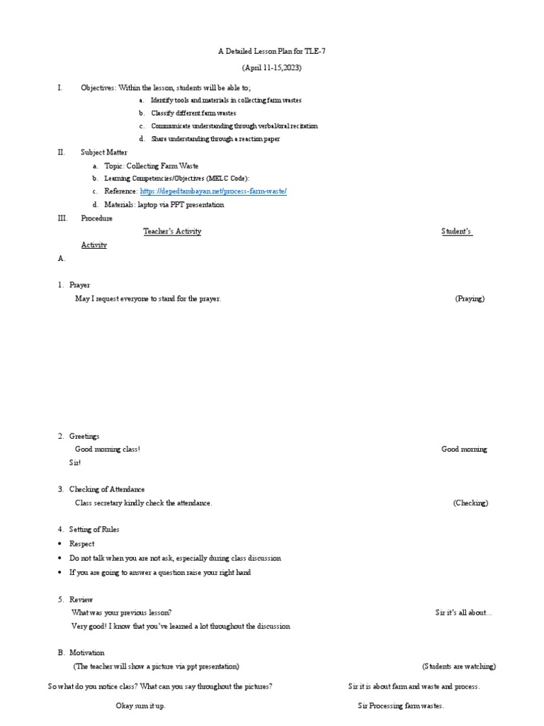 Lp Tle April Pdf Waste Waste Management