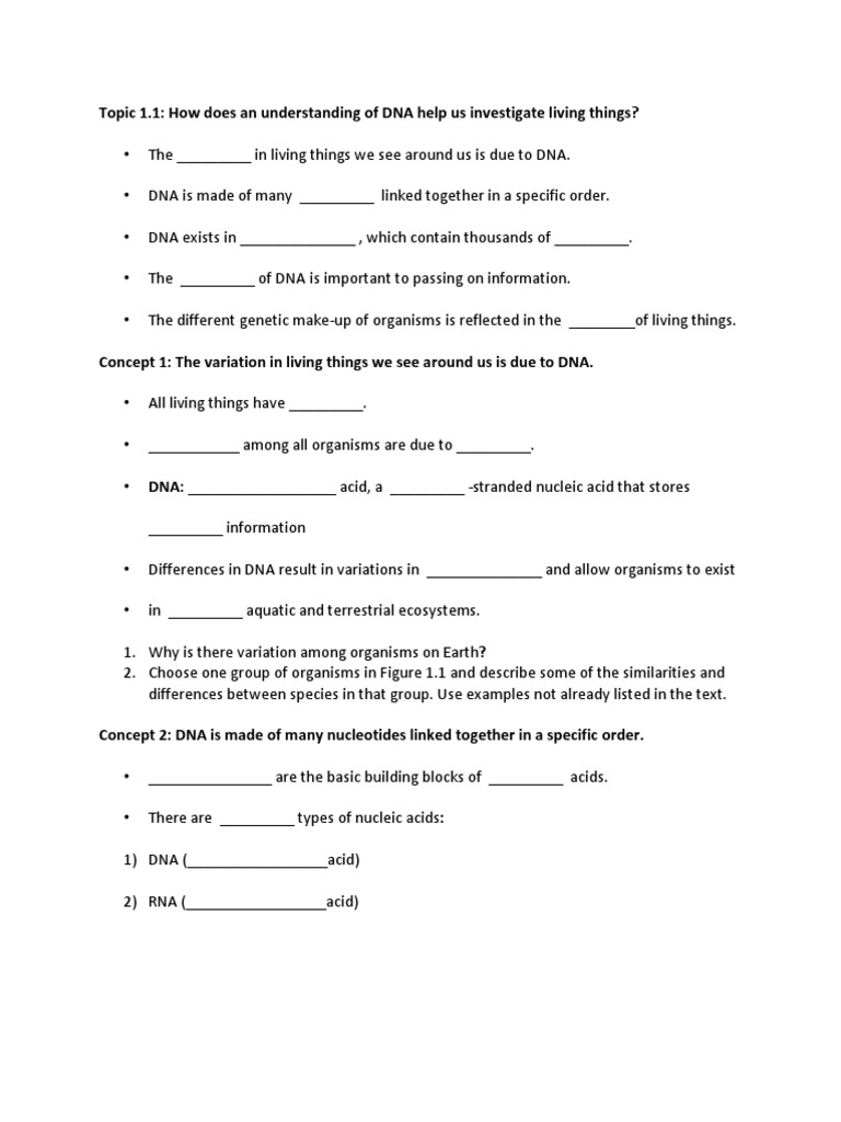1.1 Understanding Dna Gap Notes | PDF | Dna | Gene