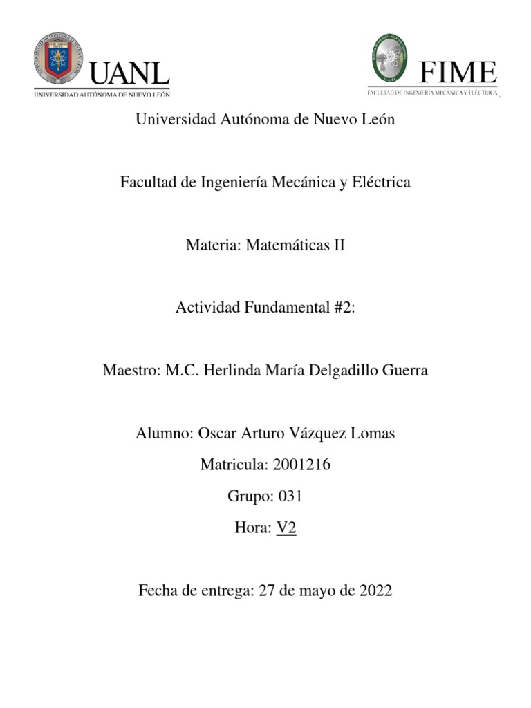 Actividad 2 Matematicas 2 | PDF