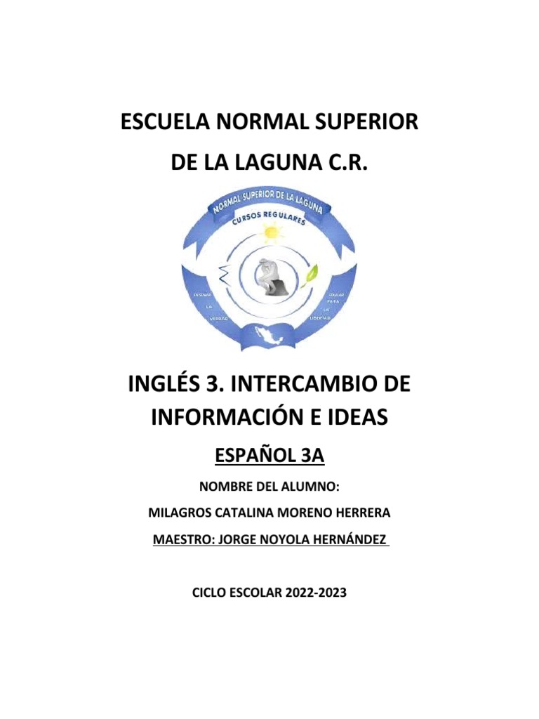 Escuela Normal Superior de La Laguna C.R.: Español 3A | PDF