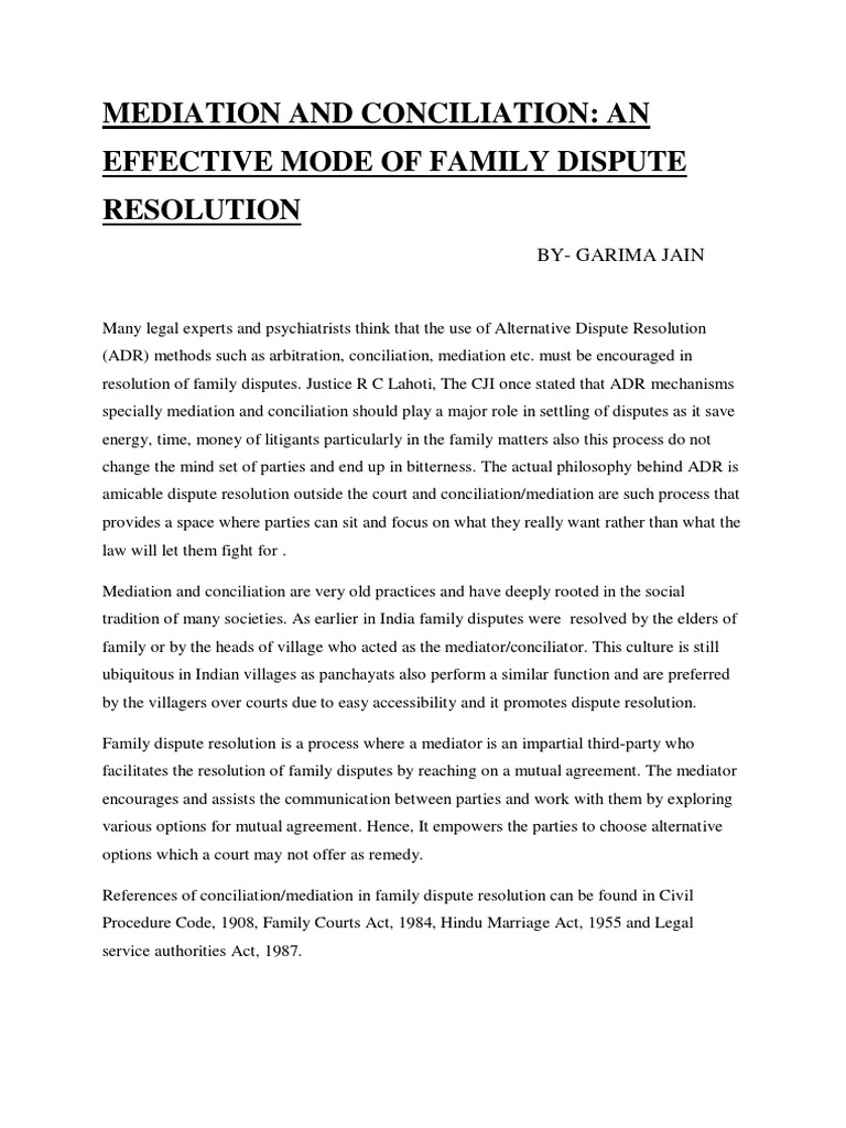 Family Dispute Resolution | PDF | Mediation | Alternative Dispute Resolution