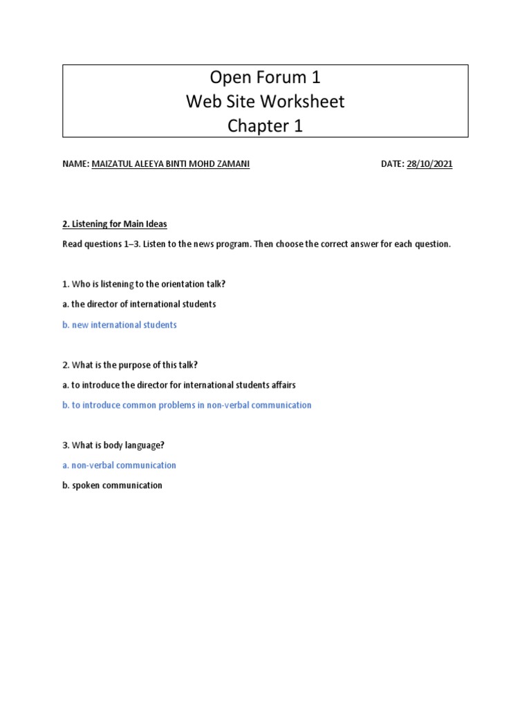Elc121 - Listening Exercise 1 | PDF | Romeo And Juliet | Body Language