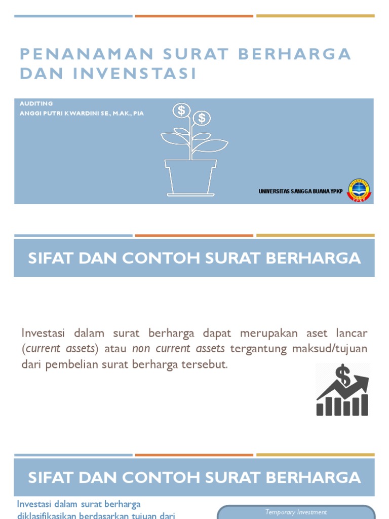 Penanaman Surat Berharga Dan Invenstasi: Auditing Anggi Putri K Wardini Se., M.Ak., Pia | PDF