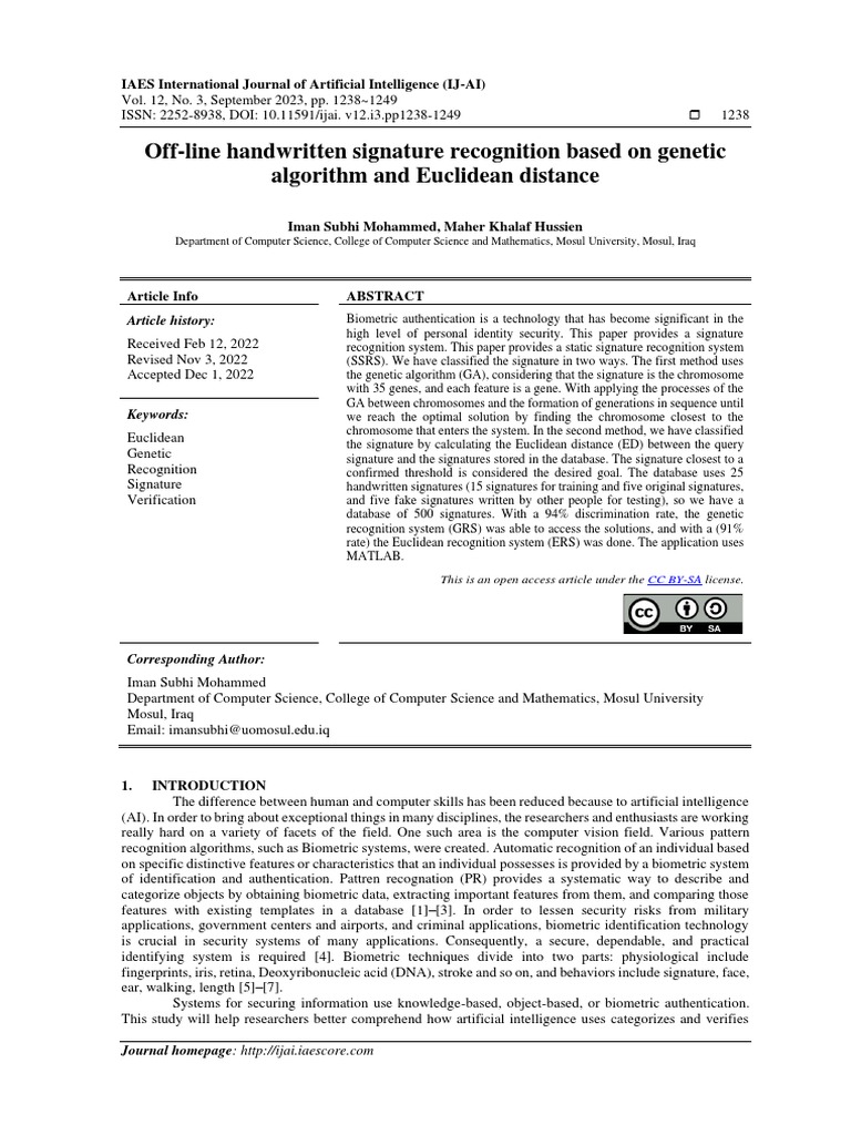 Off-Line Handwritten Signature Recognition Based On Genetic Algorithm ... Off-Line Handwritten Signature Recognition Based On Genetic Algorithm ...
