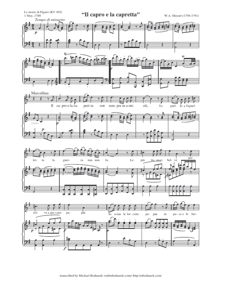 Il Capro e la Capretta de Mozart | PDF