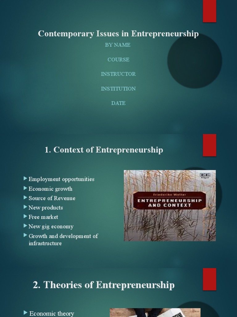 Contemporary Issues in Entrepreneurship | PDF | Entrepreneurship ...