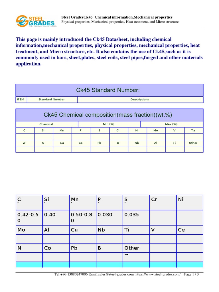 CK 45 | Download Free PDF | Rolling (Metalworking) | Steel