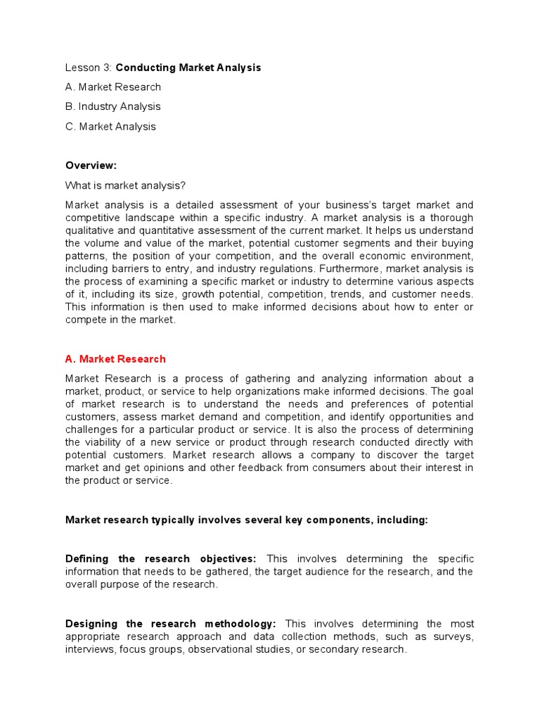 Lesson 3 Conducting Market Analysis For Franchising Subject Pdf Franchising Marketing Research