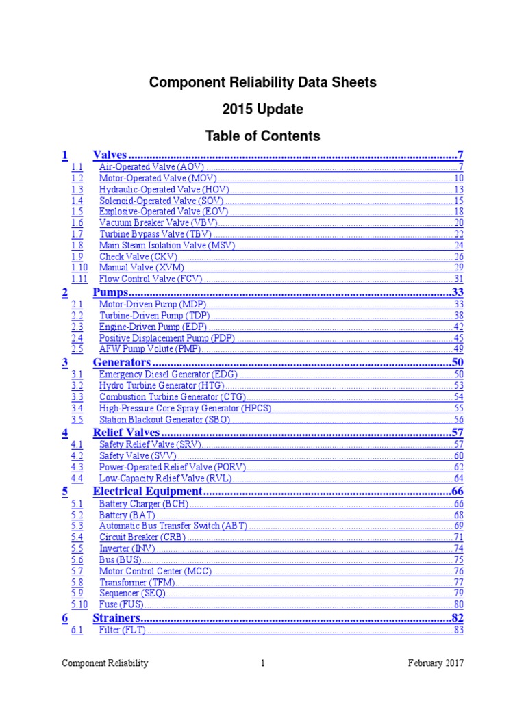 Component Reliability Data Sheet ML21039A781 | PDF | Pressurized Water ...