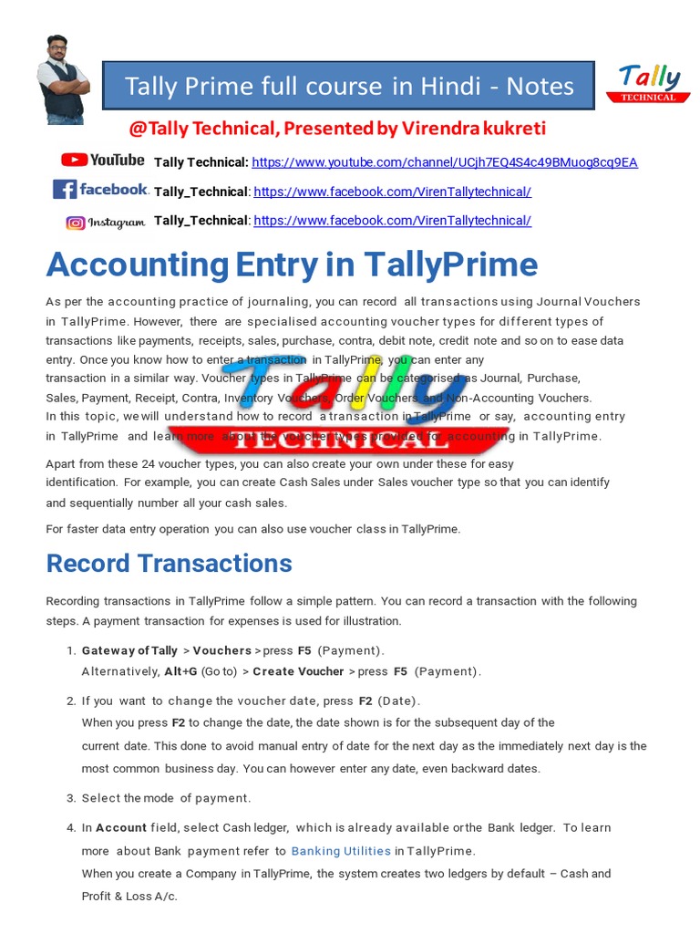 Accounting Entry in TallyPrime | PDF | Debits And Credits | Trade
