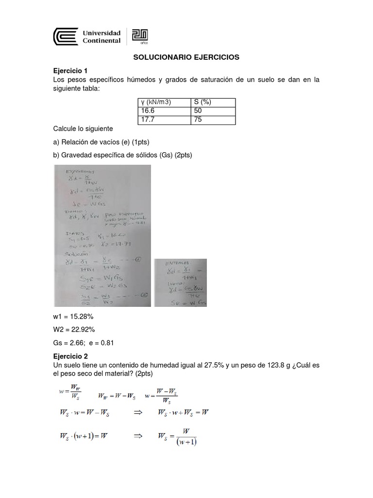Solucionario Ejercicios | PDF | Sedimentología | Suelo