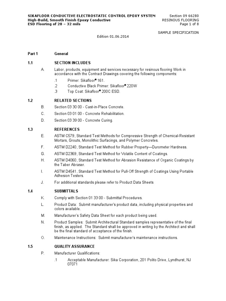 Sikafloor Conductive Electrostatic Control Epoxy System - SAMPLE ...
