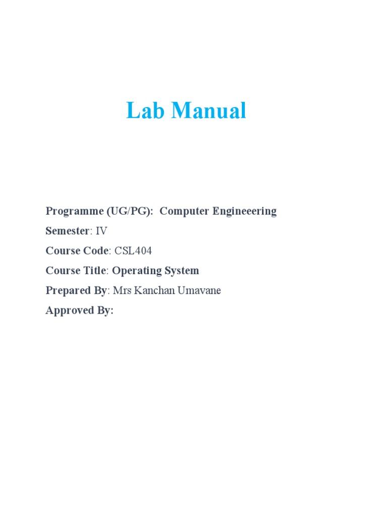 OS CSL404 Lab Manual | PDF | Shell (Computing) | Scheduling (Computing)