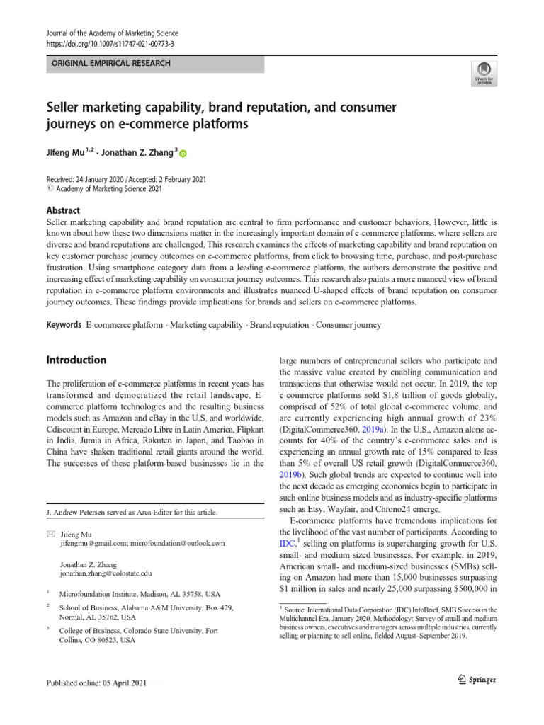 Seller Marketing Capability, Brand Reputation, and Consumer Journeys On ...