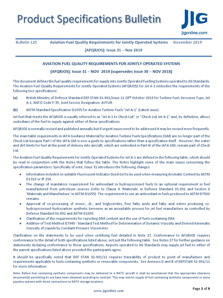 Bulletin 125 AFQRJOS Issue 31 Nov 2019 FINAL2 | PDF | Jet Fuel | Chemistry