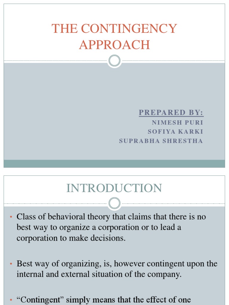 The Contingency Approach | PDF | Career & Growth