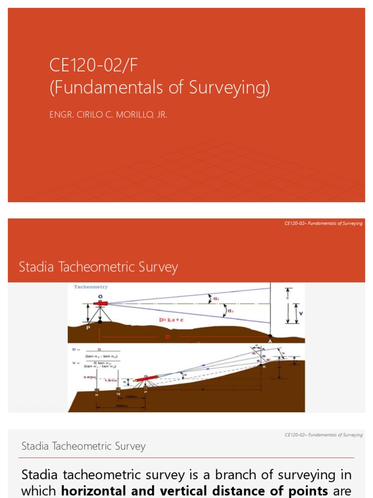 CE120-02 Lecture 6 - Stadia Tacheometric Survey | PDF
