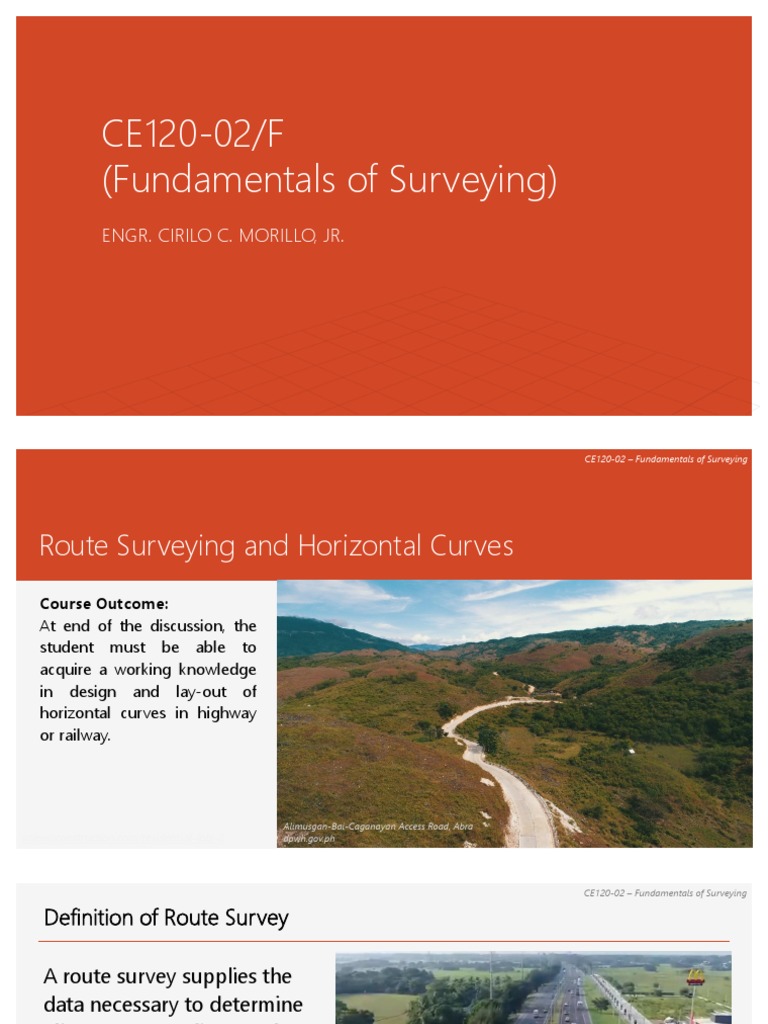 Fundamentals of Surveying: Horizontal Curves | PDF | Angle | Tangent