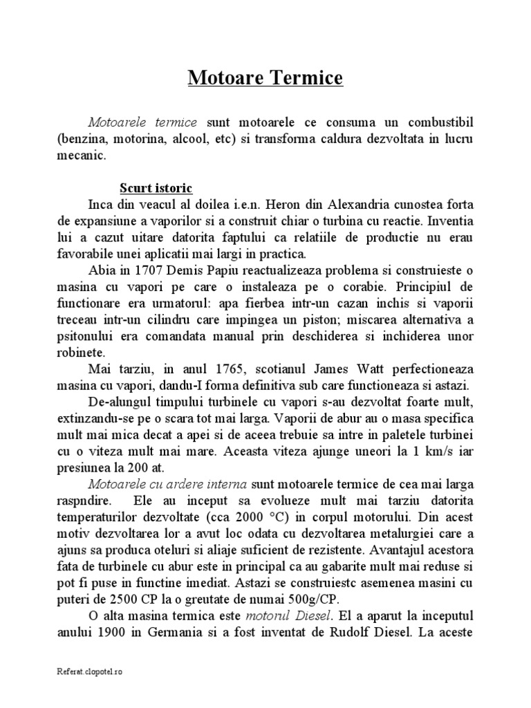 Referat Motoare Termice | PDF