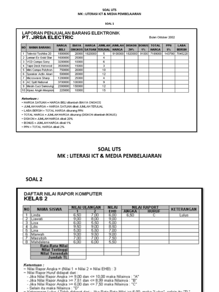 Soal Uts Literasi Ict & Media Belajar | PDF