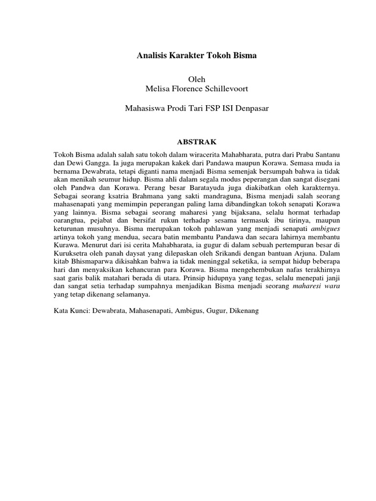 Analisis Karakter Tokoh Bisma | PDF | Agama & Spiritualitas