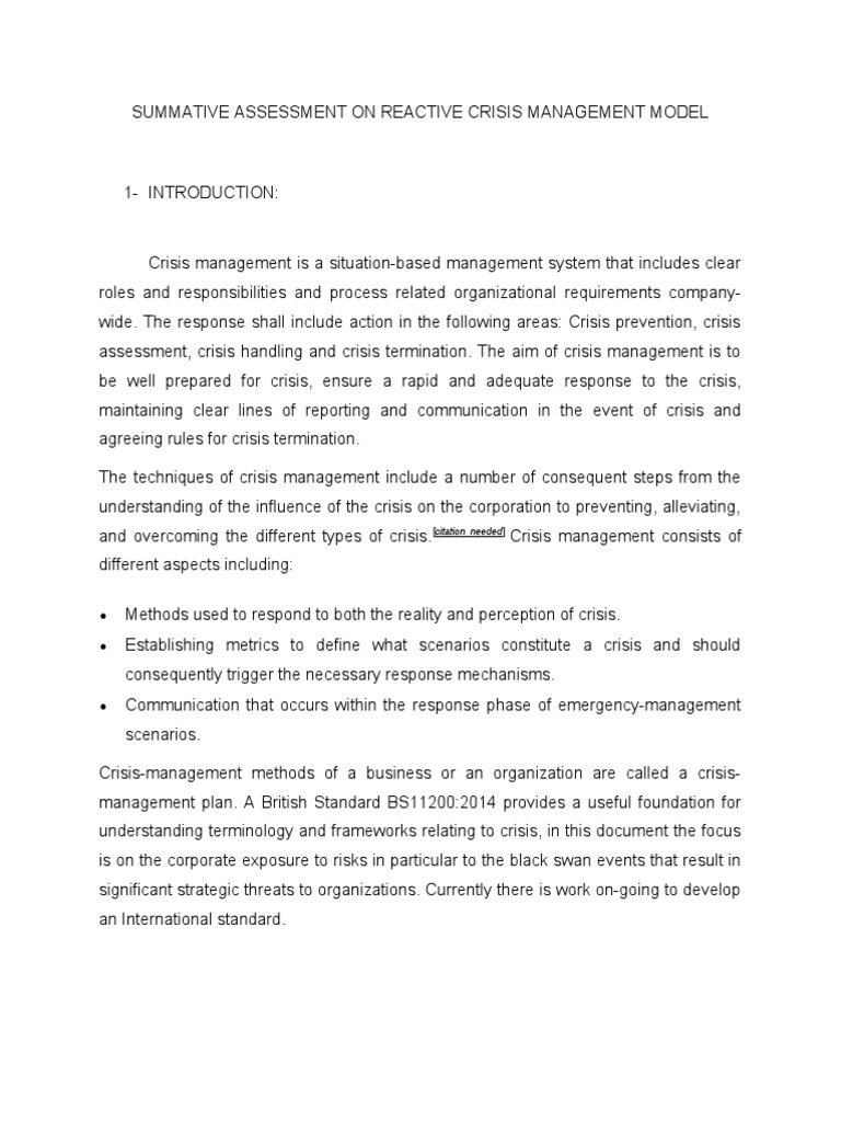 Assessing Reactive Crisis Management Through Established Theories and a ...