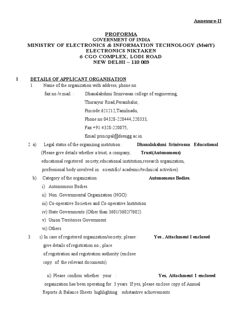 Request for Financial Assistance from the Ministry of Electronics and ...