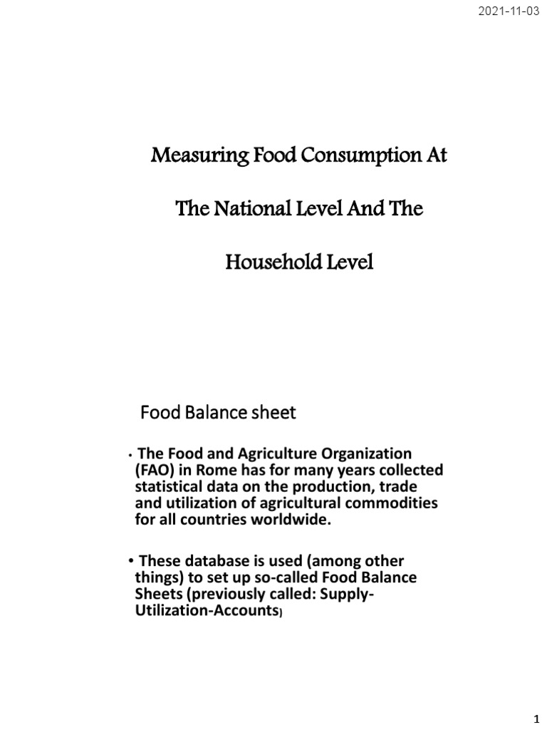 Food Balance Sheets: Household Insights | PDF | Foods | Food Security