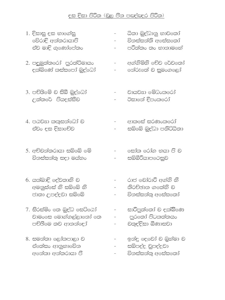 Dasa Disa Piritha | PDF