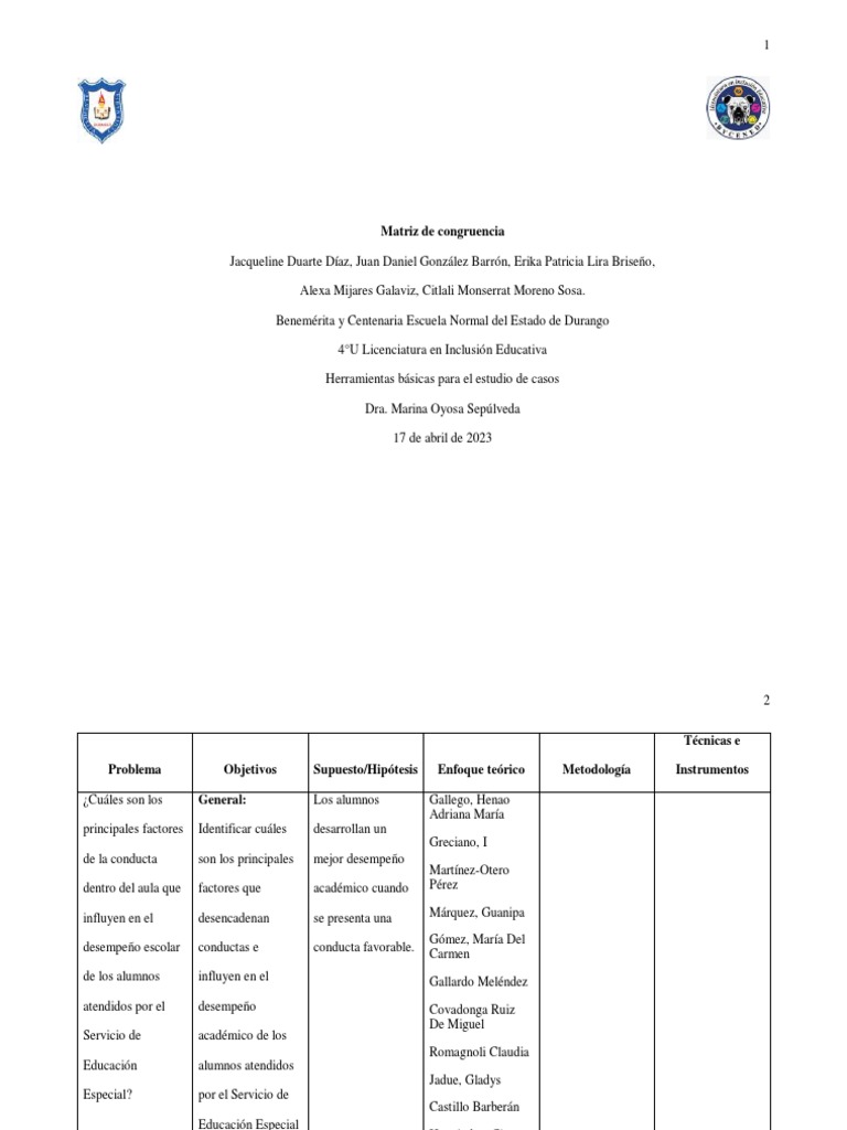 Matriz de Congruencia | PDF | Teoría de la educación | Pedagogía