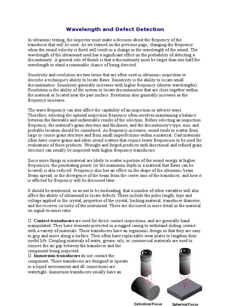 Wavelength and Defect Detection | PDF | Ultrasound | Optics