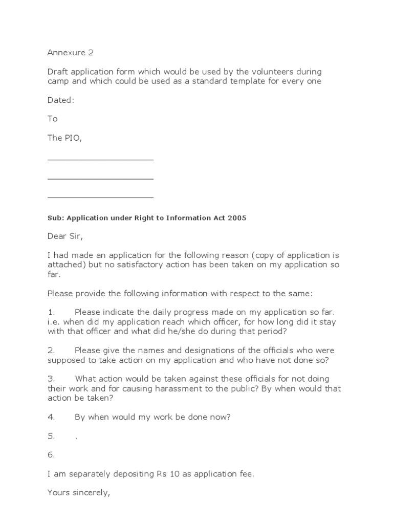 Volunteer RTI Application Template | PDF | Business | Computers