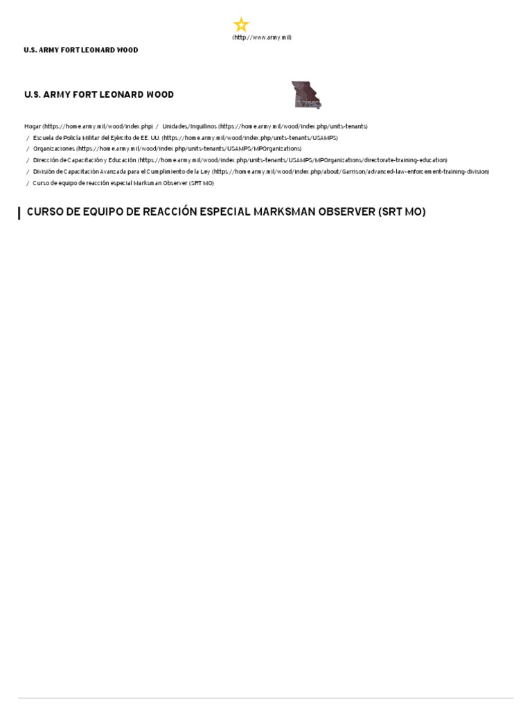 Special Reaction Team Course Marksman Observer (SRT MO) - FORT LEONARD ...