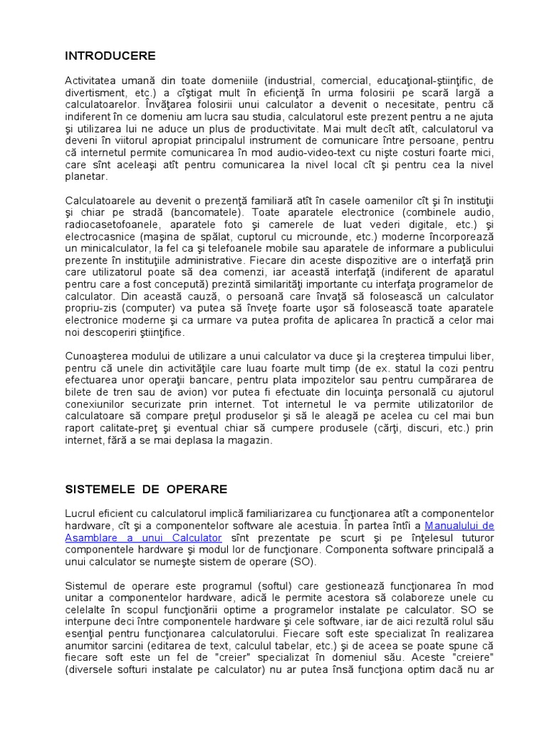 Manual de Utilizare Calculator | PDF