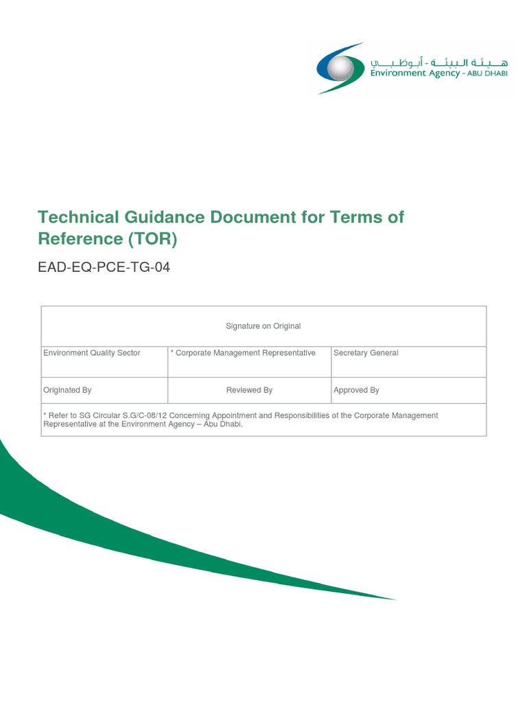 Technical Guidance Document For Terms of Reference (TOR) : EAD-EQ-PCE ...