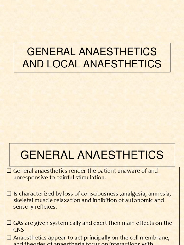 29. general and local anaesthesia | PDF | Anesthesia | Drugs Acting On ...
