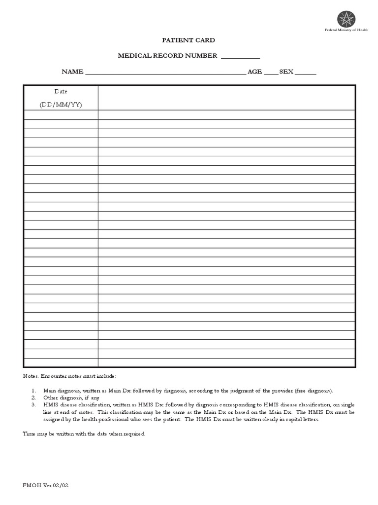 Patient Card Front and Back | PDF | Self-Improvement