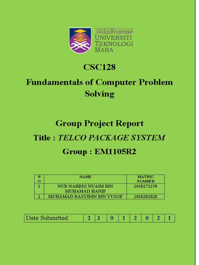 (OCT 2020) CSC128 - Group - Project - Final - Report | PDF | Parameter ...